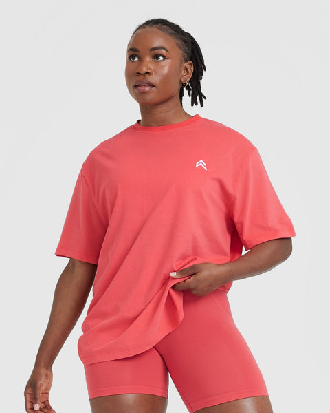 Red Oversized T-Shirt Women's - Washed Sweet Red | Oner Active EU