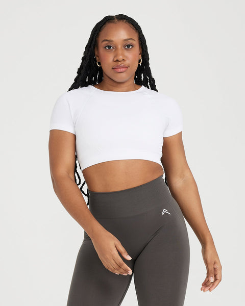 WHITE SHORT SLEEVE CROP TOP - WOMEN | Oner Active EU